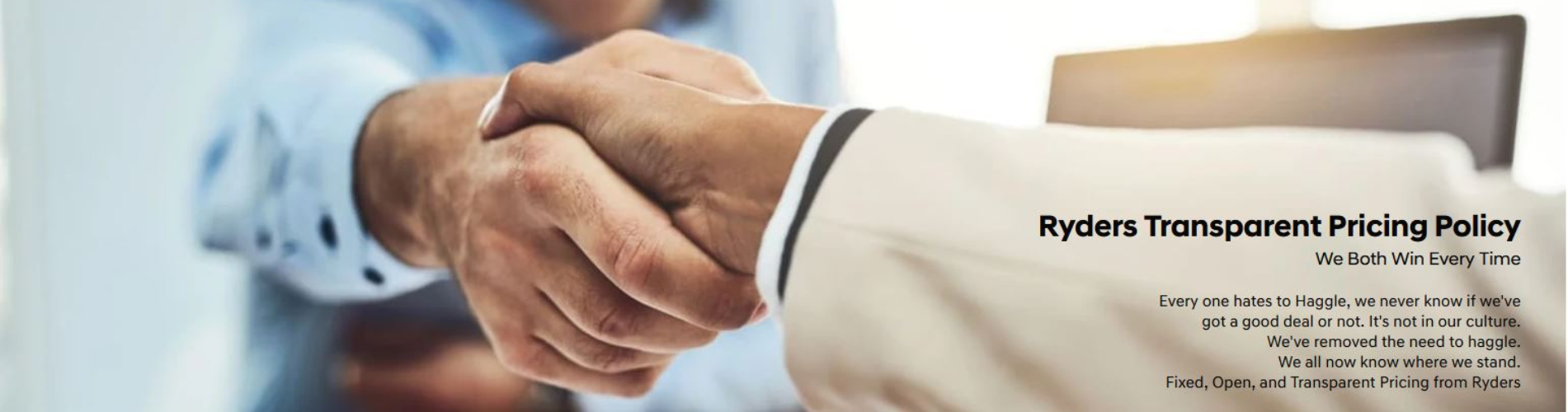 Transparent Pricing Policy At Ryders Of Warrington In Warrington Cheshire